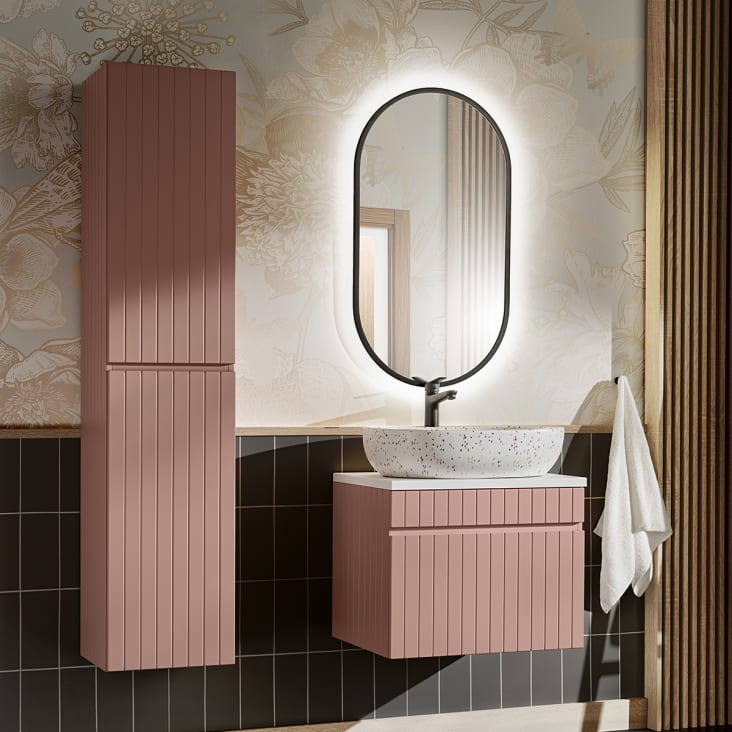 Mobile bagno con lavabo effetto legno rosa 60cm Zelie | Maisons du Monde