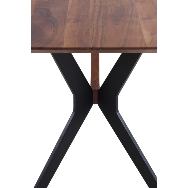Mesa de madera maciza de acacia 200x100 con patas metálicas negras | Maisons du Monde