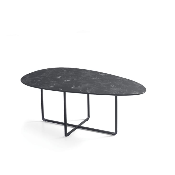Mesa de sofá de metal negro 90x50 cm 35h Ginni | Maisons du Monde