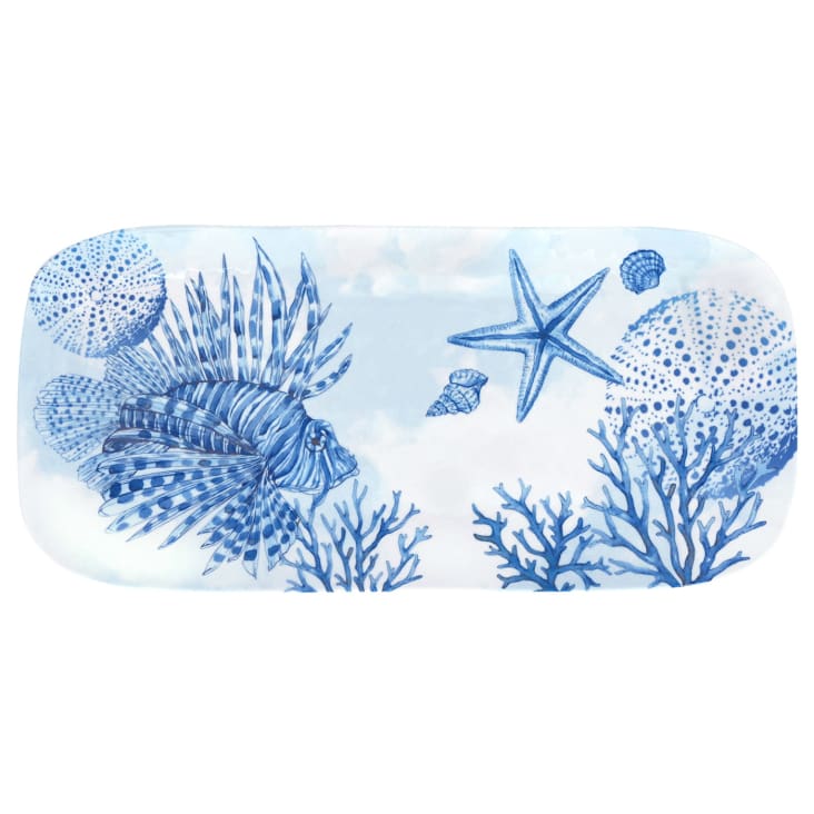 Piatto lungo 37,5 cm in melamina con stampa corallo | Maisons du Monde