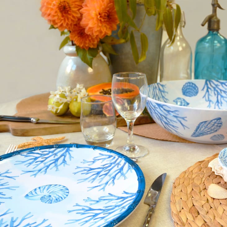 Grande assiette plate en mélamine imprimé de coraux Ø 28 cm | Maisons ...