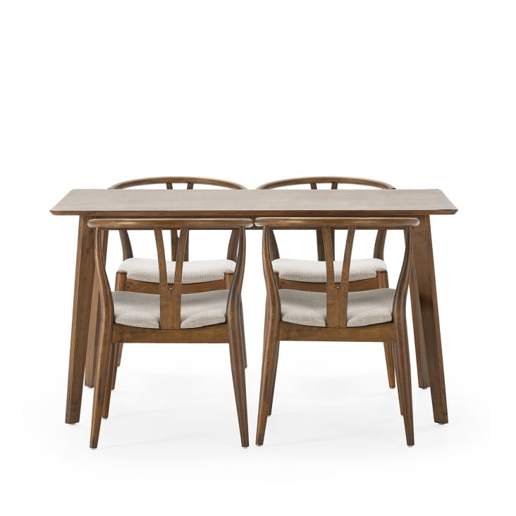 Juego de mesa 140x80 cm y 4 sillas de comedor color nogal Rustic ...