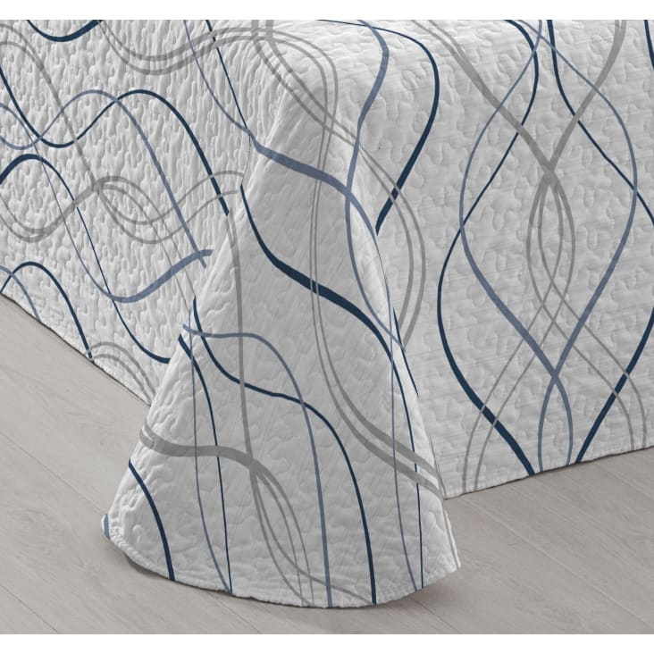 Colcha primavera verano + fundas cojines azul cama de 150cm 250x260cm ...