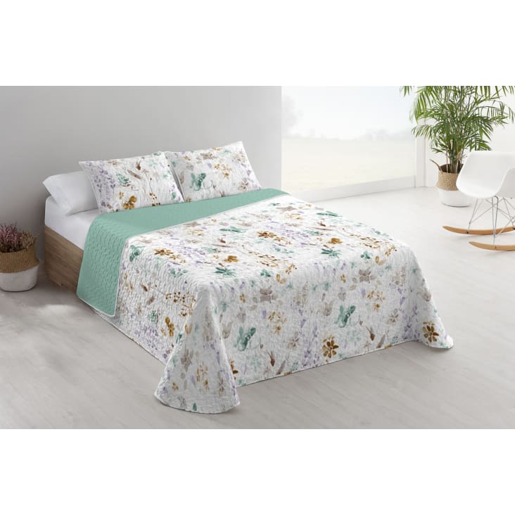Colcha primavera verano + funda cojín blanco cama de 105cm 200x260cm ...