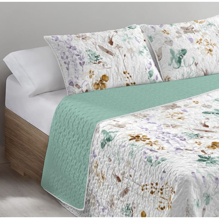 Colcha primavera verano + funda cojín blanco cama de 105cm 200x260cm ...