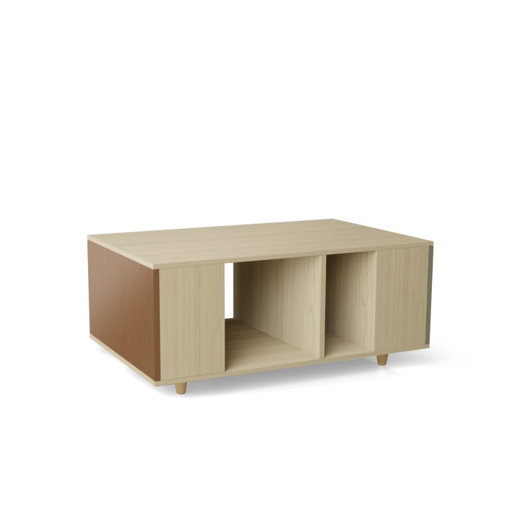 Table basse bois effet chêne clair, 1 porte, 2 couleurs L110 x l60cm ...