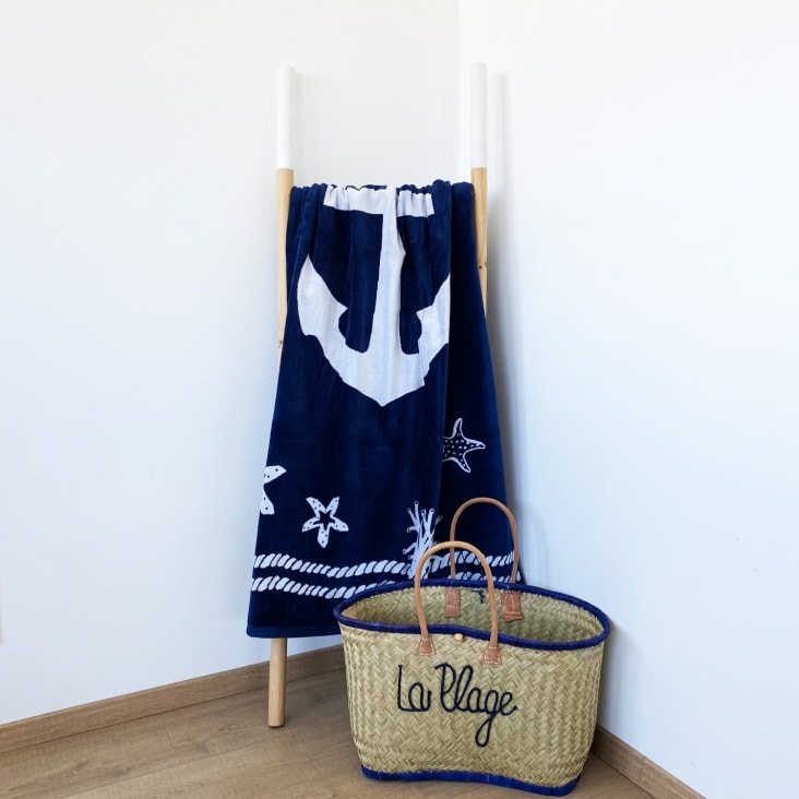 Toalla de playa de rizo jacquard "oakland" 100x175 azul | Maisons du Monde