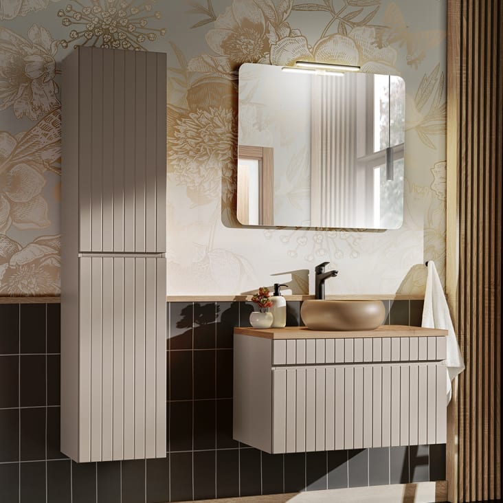 Mobile bagno con lavabo effetto legno cachemire 80cm Zelie | Maisons du ...