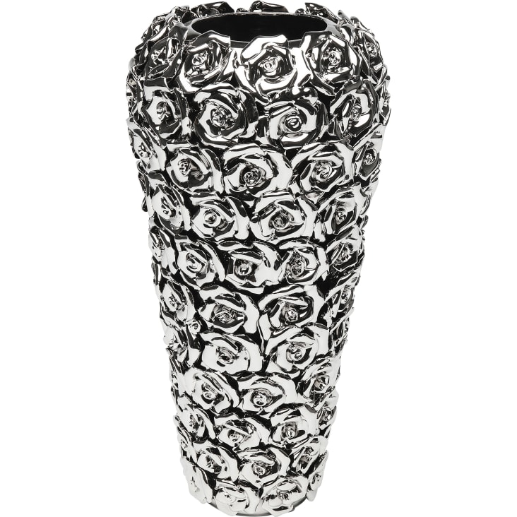 Vase mit mehreren Rosen aus Keramik, silber, H45cm Prisma face ...
