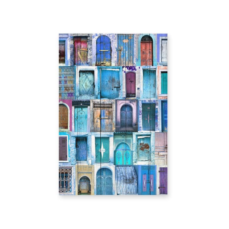 Pannello decorativo in legno 60x40 Porte blu Tabla | Maisons du Monde