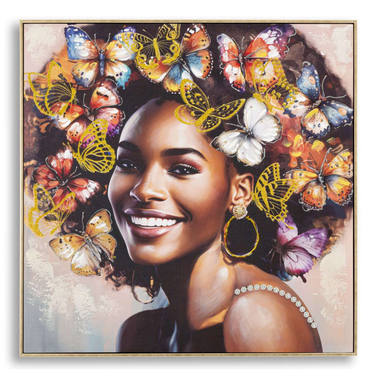 Dipinto su tela multicolore donna con cornice cm 82x4,5x82 Tara ...