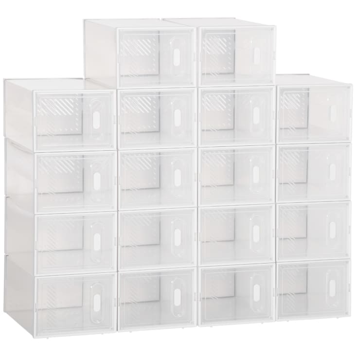 Mobile scarpiera rettangolare 18pz in plastica pp trasparente Homcom ...