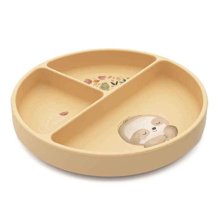 Assiette en silicone paresseux en silicone beige 18x3,4 cm Animaux ...