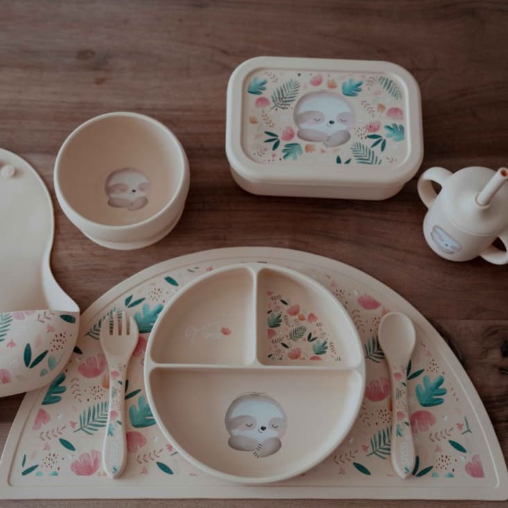 Assiette en silicone paresseux en silicone beige 18x3,4 cm Animaux ...