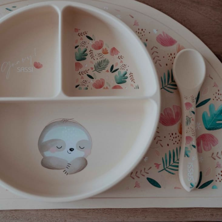 Assiette en silicone paresseux en silicone beige 18x3,4 cm Animaux ...