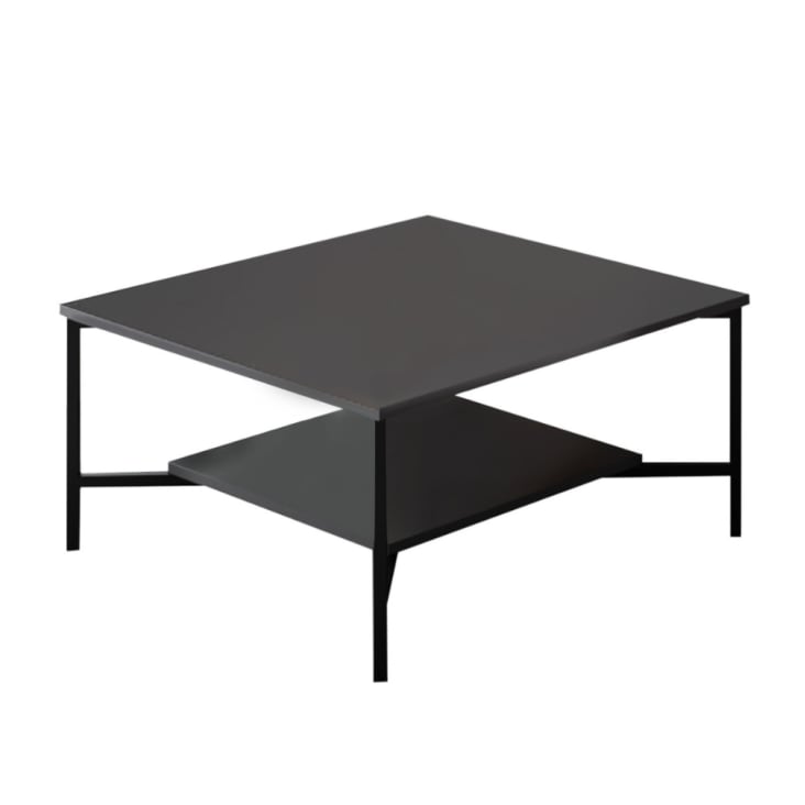 Table basse industrielle carrée noire Tromso | Maisons du Monde