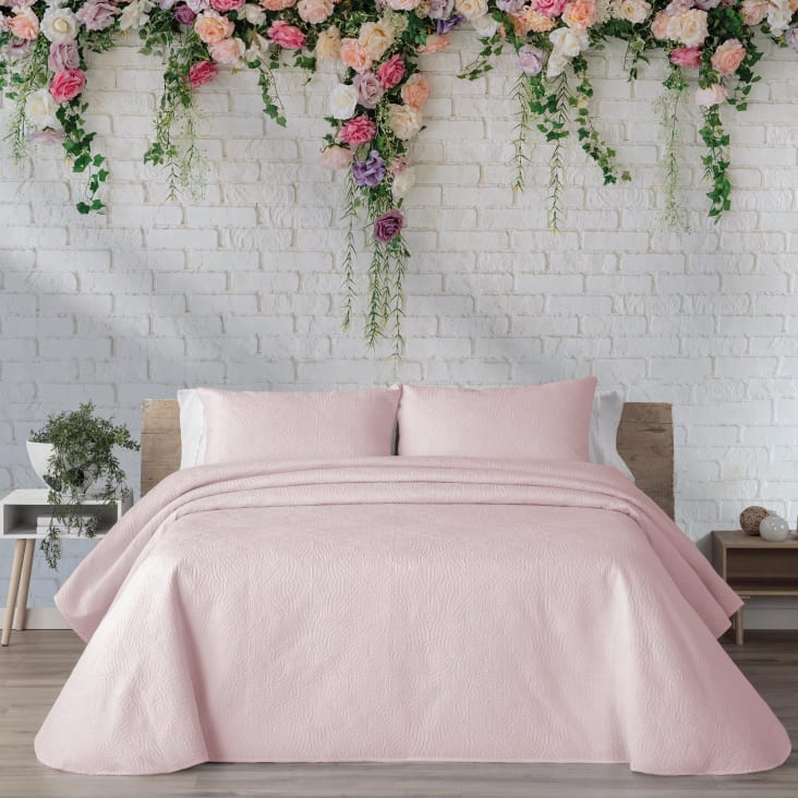Colcha bouti mosaico rosa cama 135/140cm | Maisons du Monde