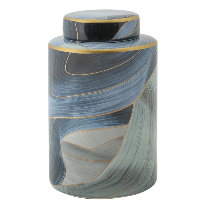 Vase en céramique bleu avec couvercle Ø 15x24 cm Elegant | Maisons du Monde
