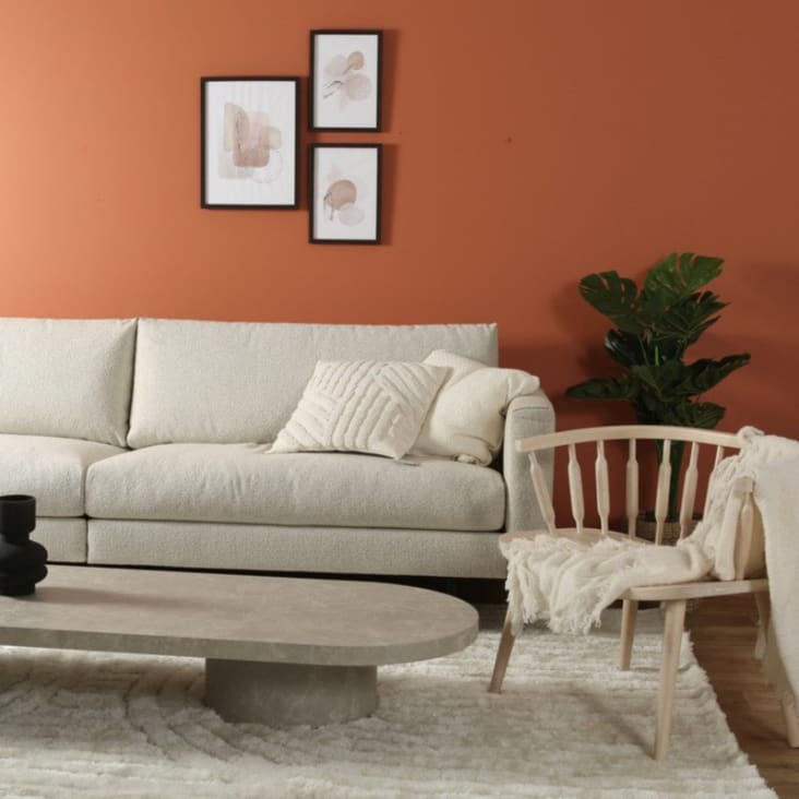 Table basse ovale effet marbre 190x60cm - Beige Narvik | Maisons du Monde