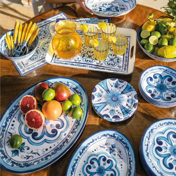 Lot de 6 assiettes à dessert en mélamine bleu 21,5 cm Table decor blues ...