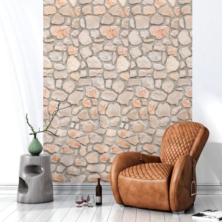 Papier Peint mur de pierre claire 300x60cm | Maisons du Monde