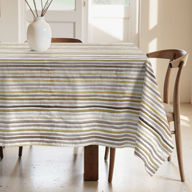 Tovaglia antimacchia 100% cotone marrone 300x155 cm Naiara | Maisons du ...