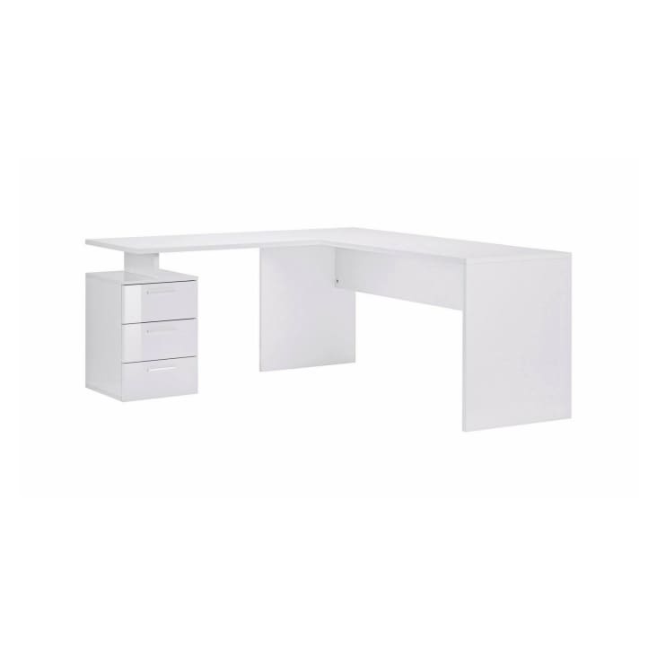 Schreibtisch in Holzoptik, glänzend weiß, 160 x 60 x 75 cm Ascuby ...