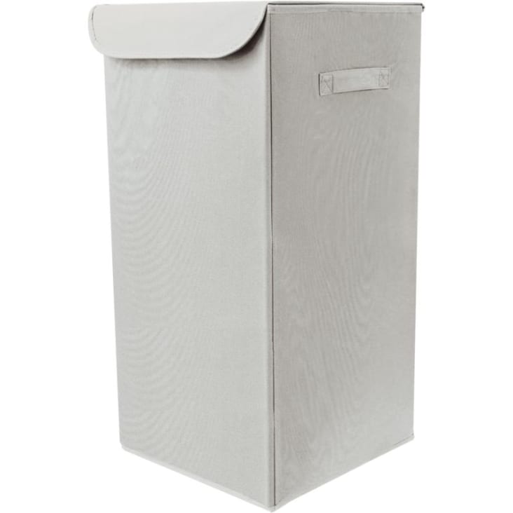 Cesto de ropa de tela simple con tapa y asas blancas | Maisons du Monde