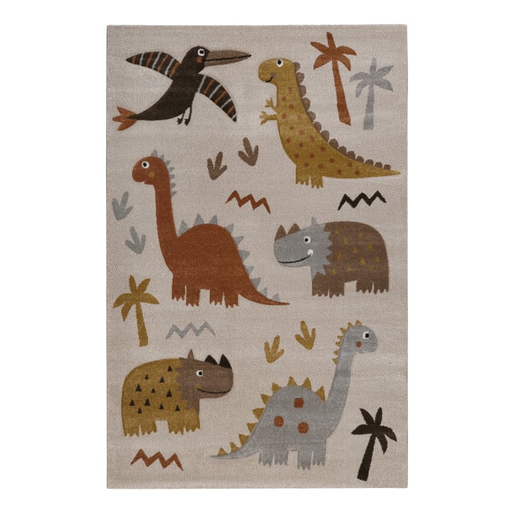 Alfombra infantil motivo dinosaurios beige y topo con relieve 140x200 T ...