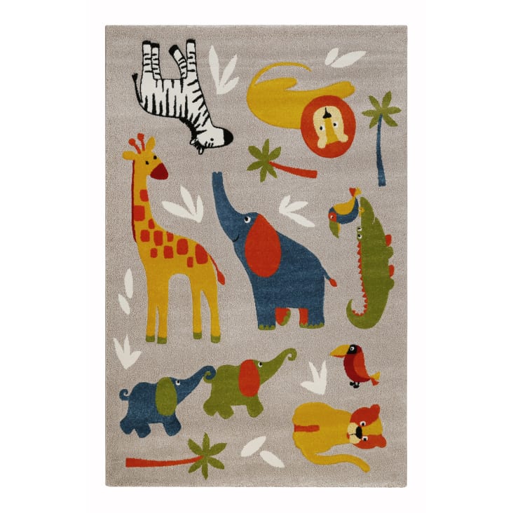 Tapis enfant motif animaux savane beige avec relief 140x200 Benny ...