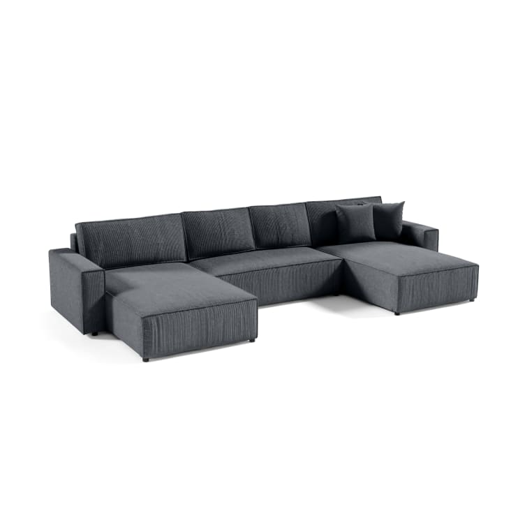 Ecksofa mit Cordbezug 6 Sitzer, Anthrazit Sekwana u | Maisons du Monde