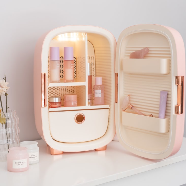 Mini Frigo Cosmétique avec Lumière Intérieure 12L Rose | Maisons du Monde