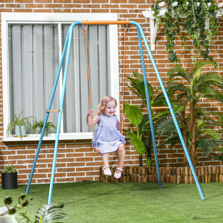 Altalena da giardino in acciaio e pe per bambini 3-8 anni Outsunny ...