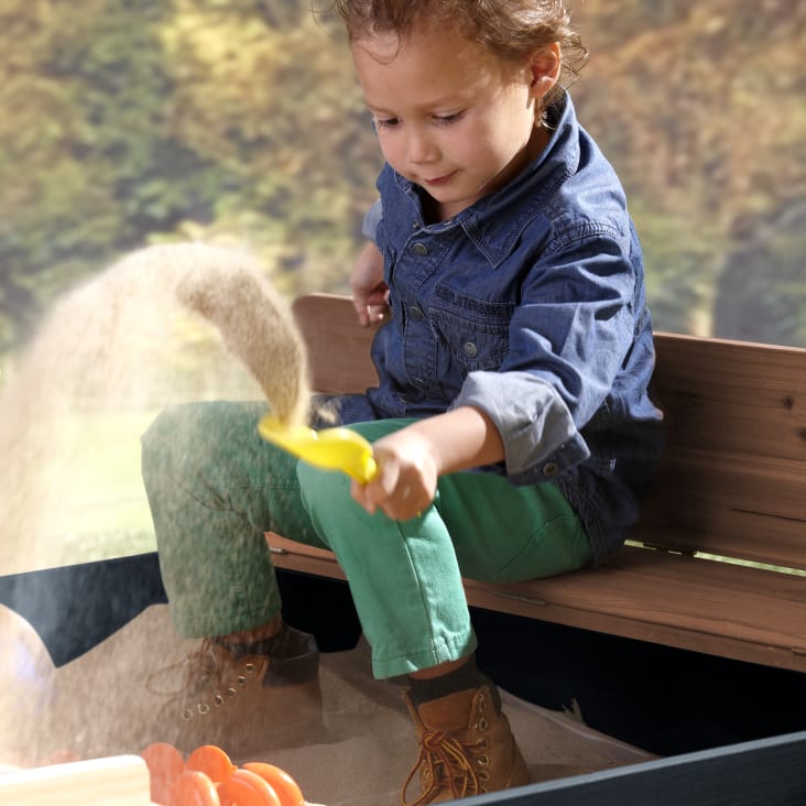 Sandkasten aus FSC Holz mit Deckel 120 x 120 cm, anthrazit/braun Ella ...