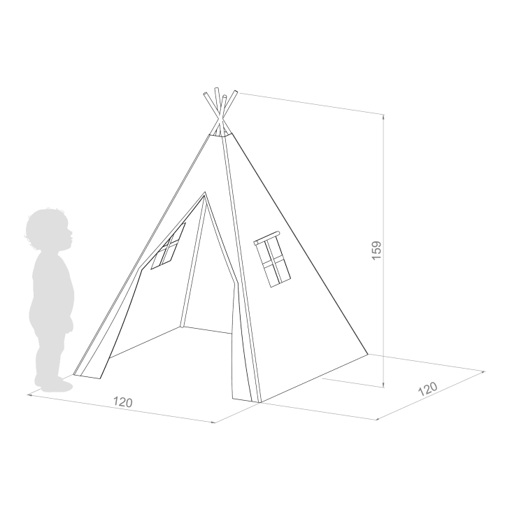 Tipi avec plancher en coton, rose, 120x120 cm Alba | Maisons du Monde
