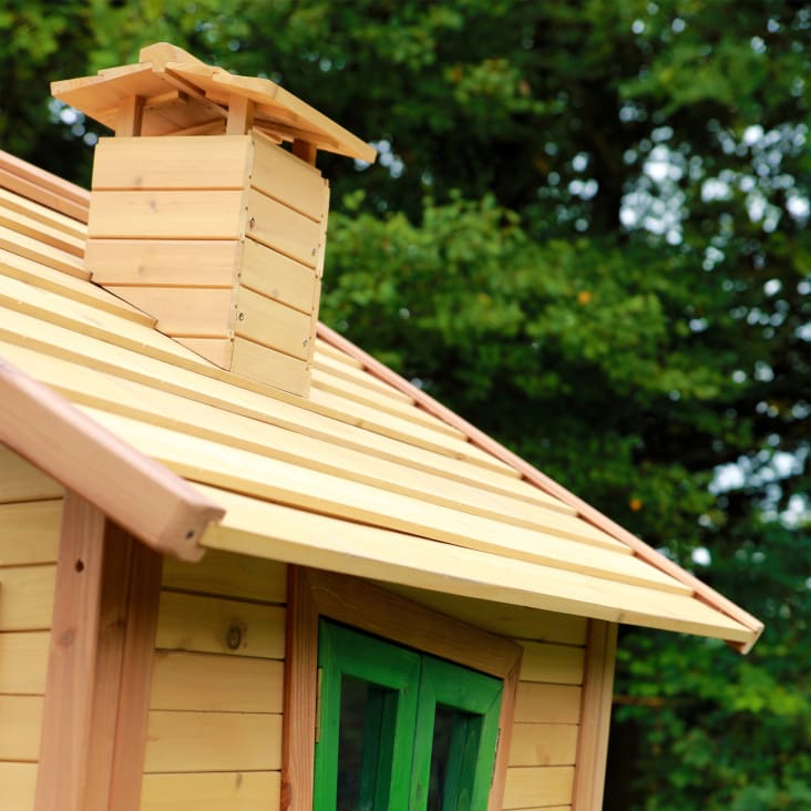 Maisonnette enfant avec toboggan blanc, en bois FSC, marron/vert Robin ...