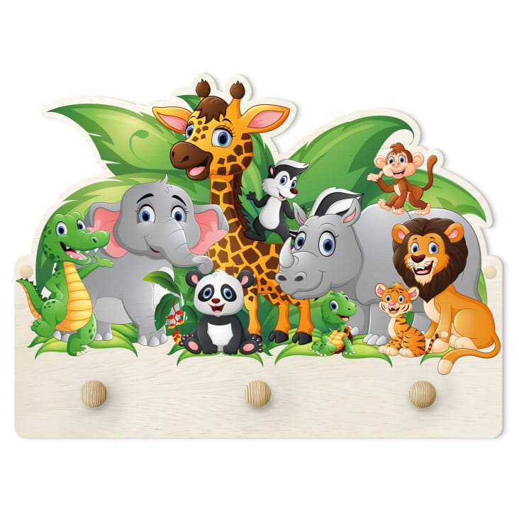 Kindergarderobe Holz - Tiere des Dschungels, bunt 40 x 30 cm | Maisons ...