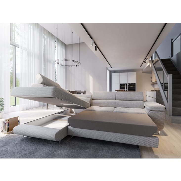 Ecksofa mit Schlaffunktion aus Kordstoff, Creme Apiro l-s | Maisons du ...