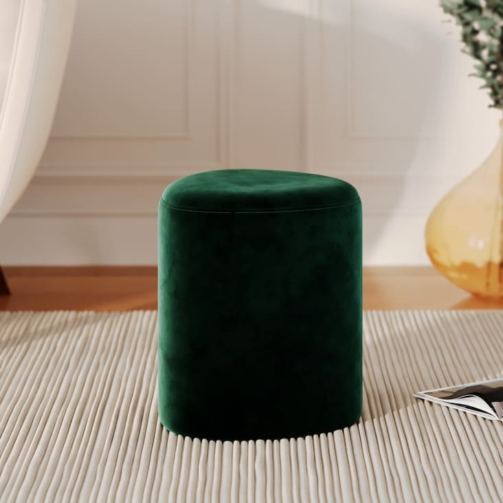 Pouf triangolare in velluto verde Emmy | Maisons du Monde