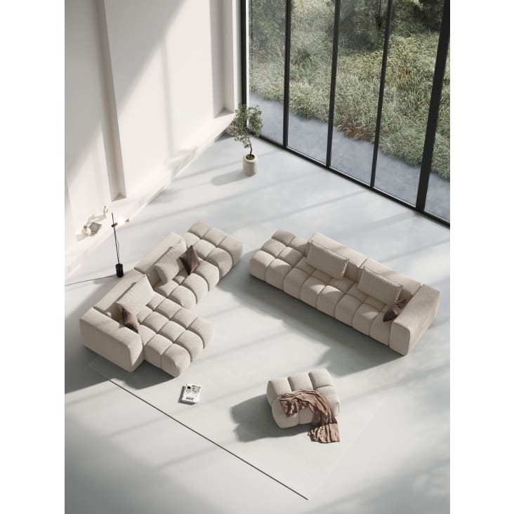 Sofá esquinero modular izquierdo 4 plazas de tejido estructural arena ...