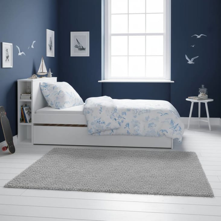 Lit rangement effet bois blanc 90 x 190 cm Sebastian | Maisons du Monde