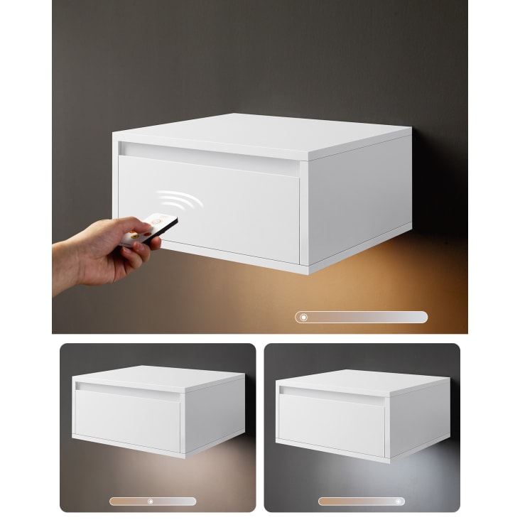 Table de chevet suspendue 35 x 40 x 18 cm blanc nuage | Maisons du Monde