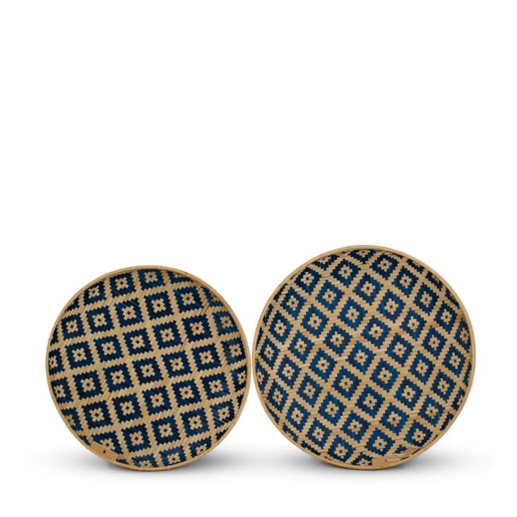 Set de 2 plateaux en bambou bicolore Ø 55 cm Davos | Maisons du Monde