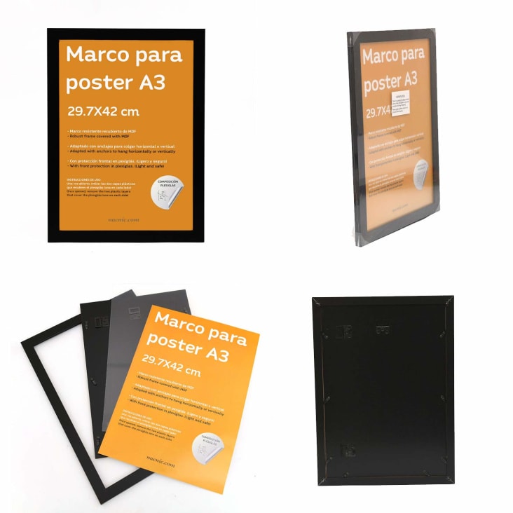 Cuadro, impresión en papel, marco negro, a3 Mappa di valencia | Maisons du Monde