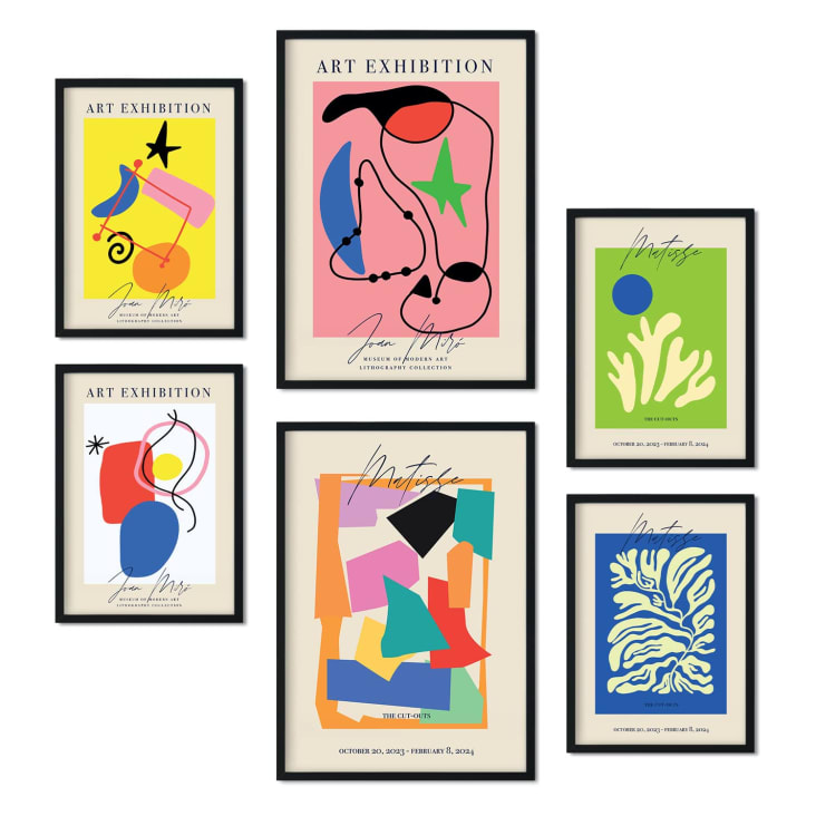 Set de 6 cuadros, impresión en papel, marco negro, a3 & a4 Matisse ...