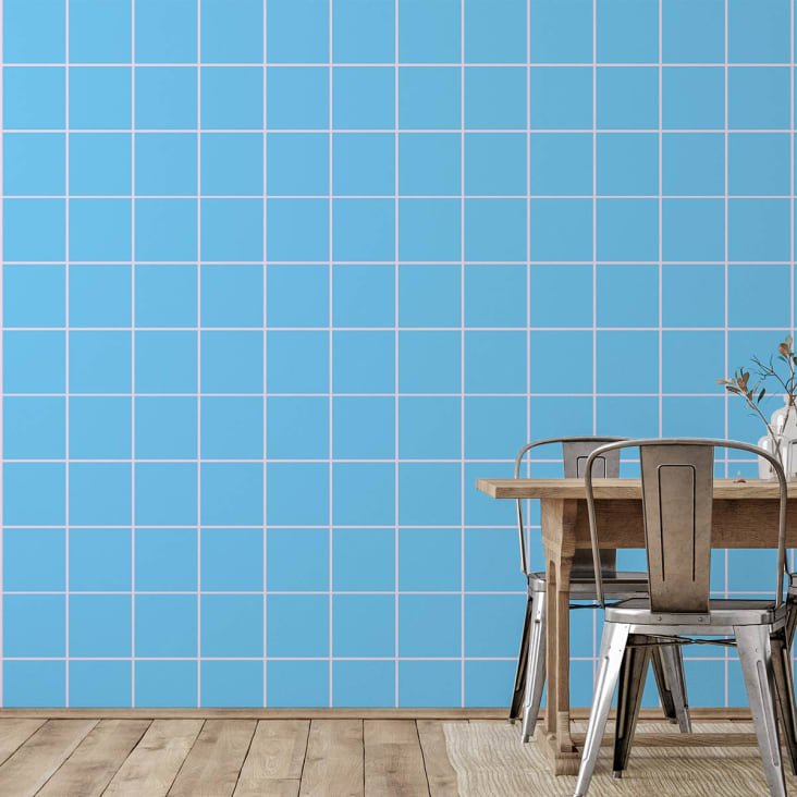 Papier peint carreaux bleu piscines 52x1000 cm | Maisons du Monde