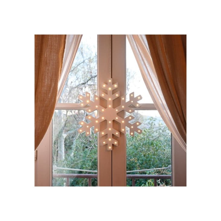Flocon de neige bois blanc led blanc chaud | Maisons du Monde