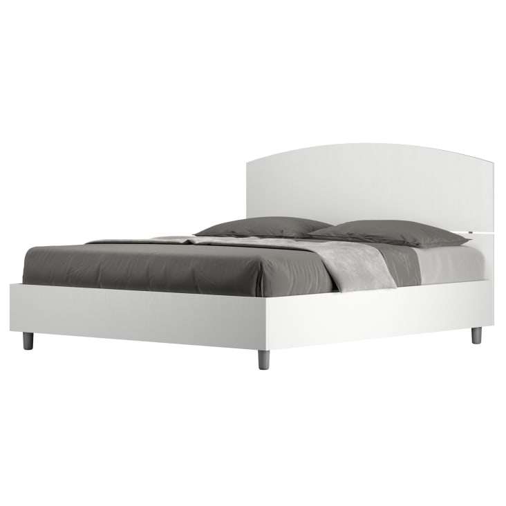 Letto matrimoniale con rete 160x190 effetto legno bianco frassino Dora ...