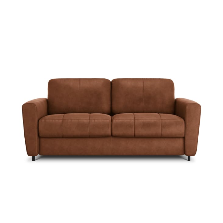 3 Sitzer ausklappbares Sofa aus Echtleder braun