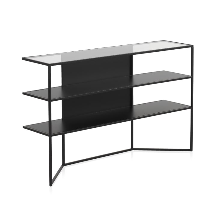 Console en métal noir avec plateau en verre | Maisons du Monde